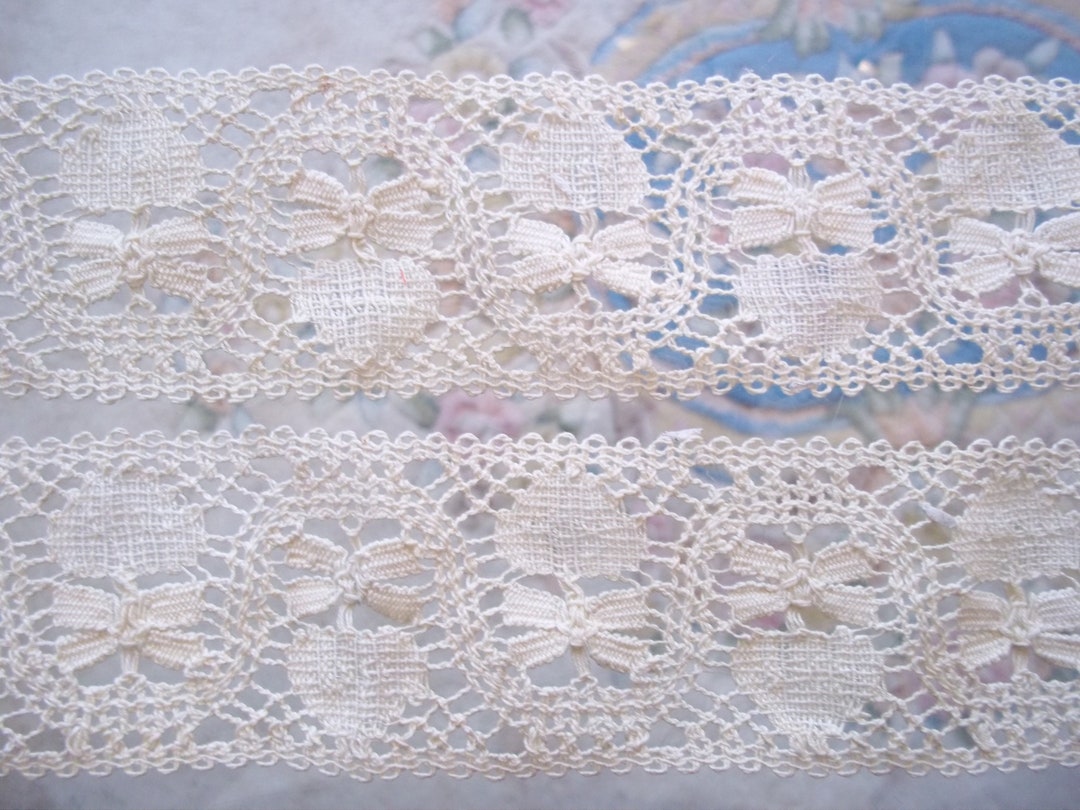 4 Pcs Antique Lace Trim Embellish Machine-made Leaver Lace to Replicate ...