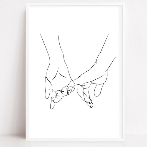 Pinky Swear Art Print Pinky Promise Hands Poster Line Art - Etsy