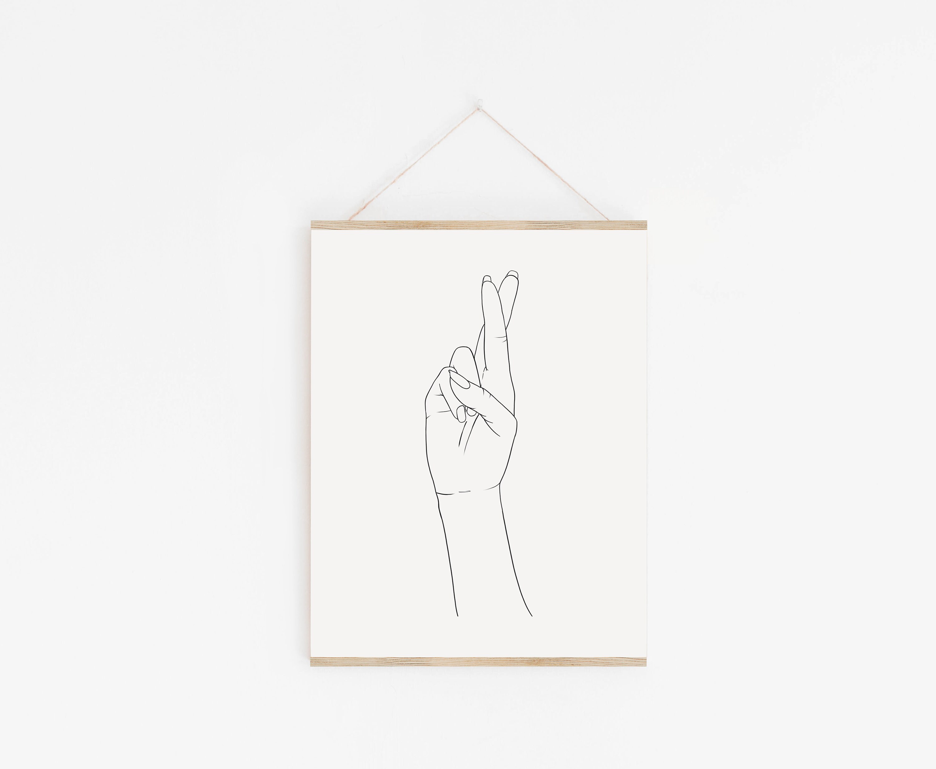 Fingers Crossed Illustration One Line Drawing Printable | Etsy