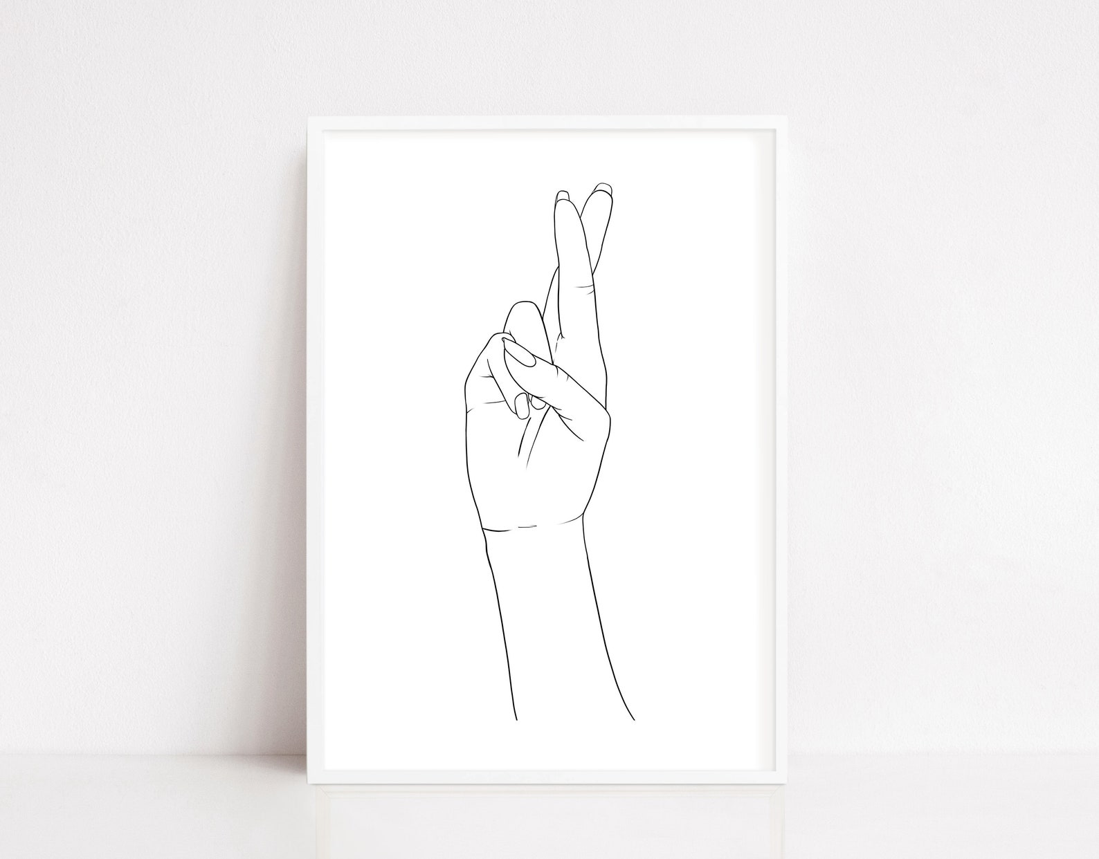 Fingers Crossed Illustration One Line Drawing Printable - Etsy