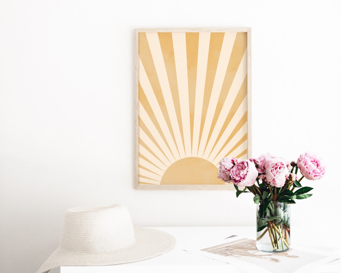 Rising Sun Print Golden Sun Print Abstract Sun Wall Art | Etsy