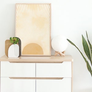 Vintage Golden Sunrise Print Cloudy Sunrise Print Abstract Sun Wall Art ...