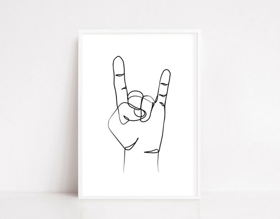 Rock Hand Sign Drawing