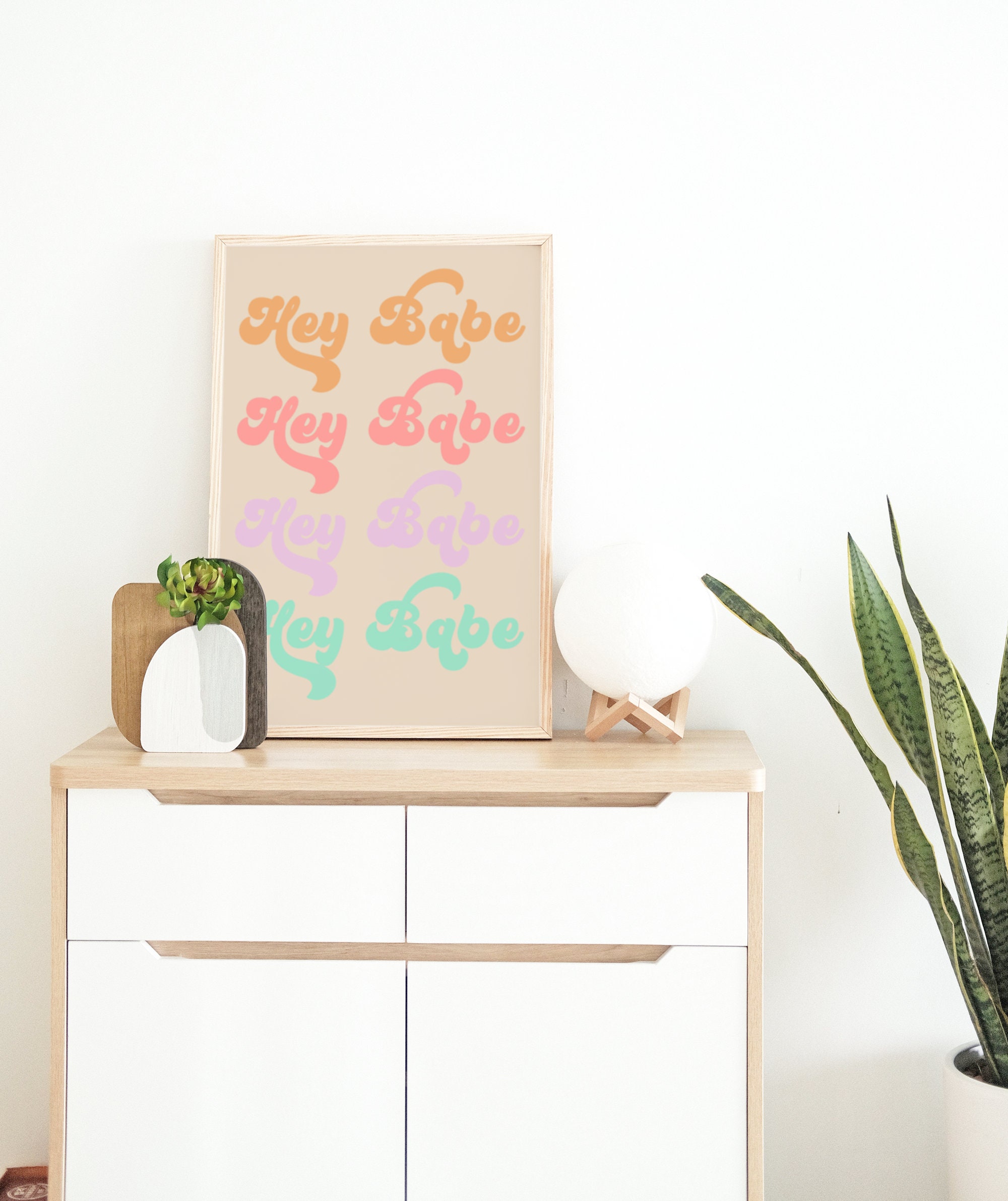 Hey Babe Quote Art Print 1970s Style Poster 70s Font | Etsy