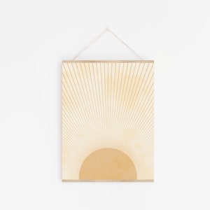 Vintage Golden Sunrise Print Cloudy Sunrise Print Abstract Sun Wall Art ...
