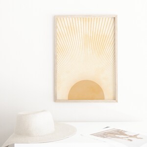 Vintage Golden Sunrise Print Cloudy Sunrise Print Abstract Sun Wall Art ...
