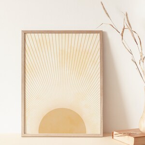 Vintage Golden Sunrise Print Cloudy Sunrise Print Abstract Sun Wall Art ...