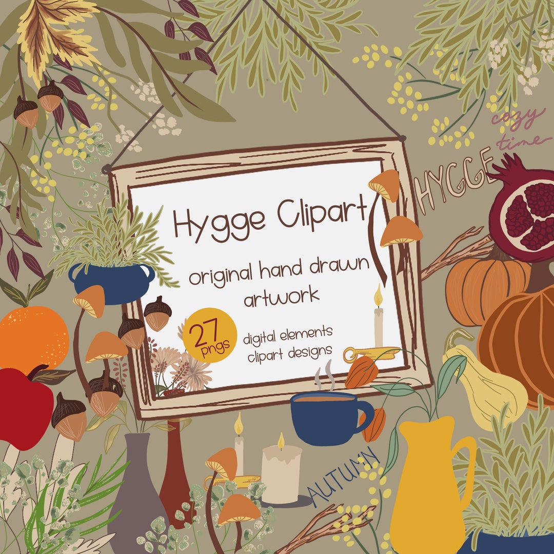 Hygge Cozy Home Clip Art - Retro Vintage Nostalgic - 20 Pieces - Danish ...