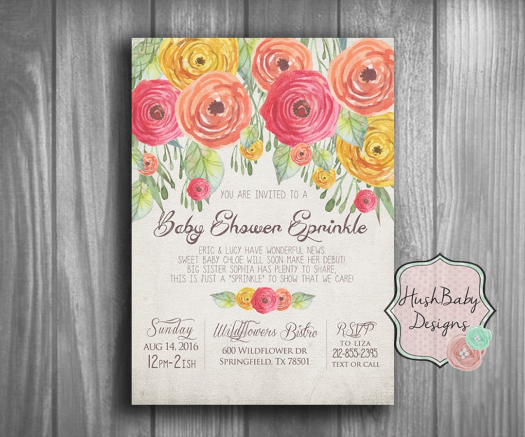 PRINTABLE! Customizable! Wildflowers Autumn Fall Baby Bridal Shower or ...