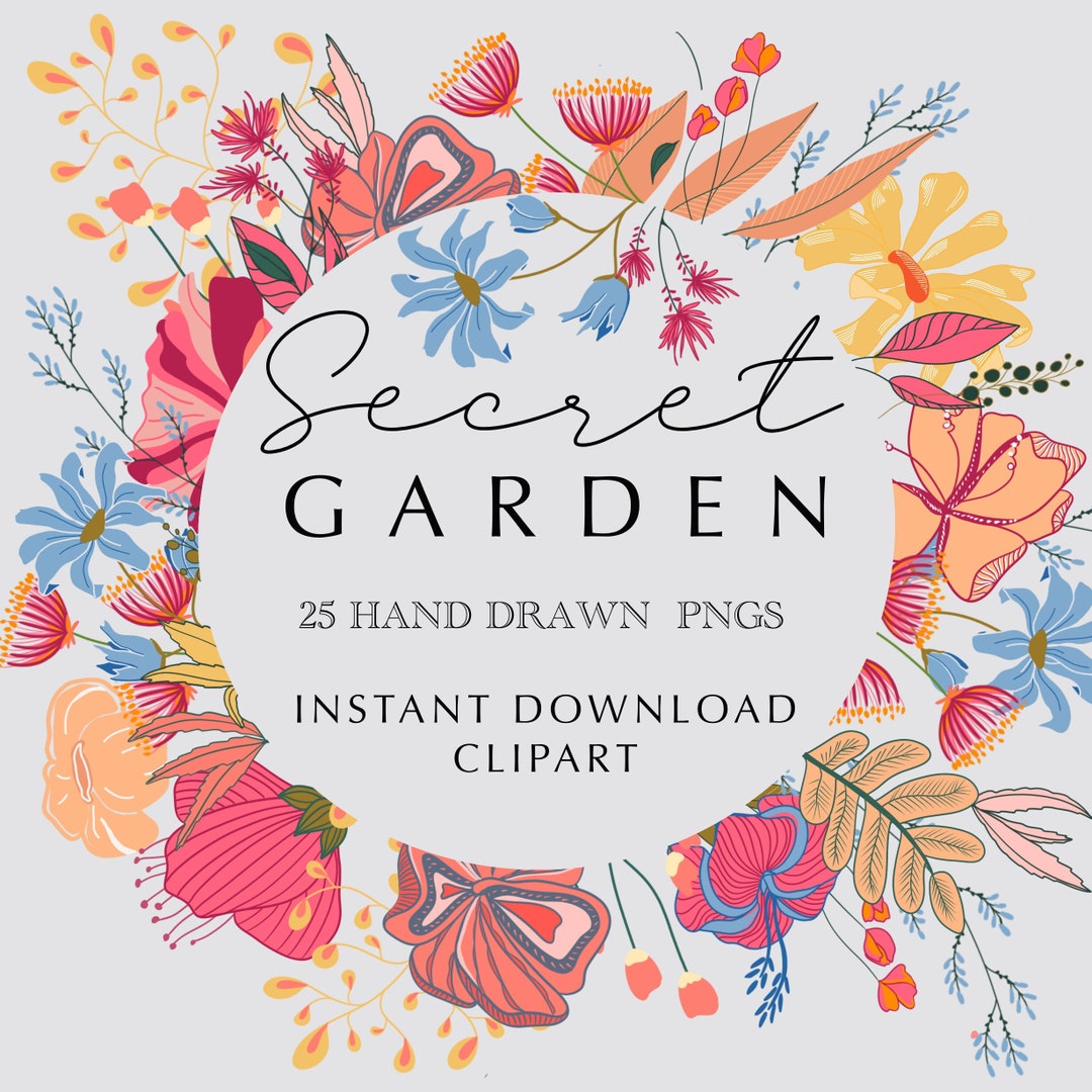 Secret Garden Clip Art - Hygge Retro Vintage Nostalgic - 25 Pieces ...