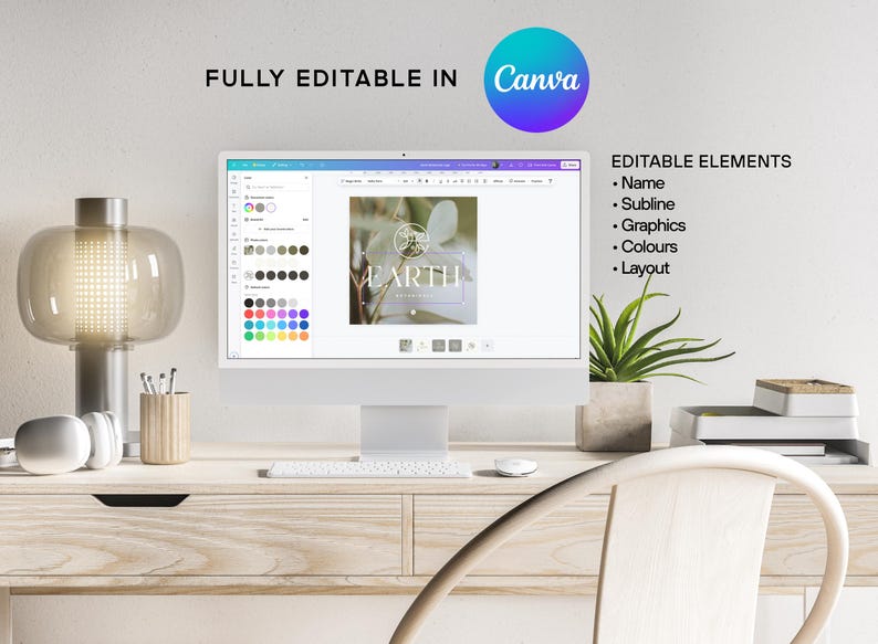 Elegant Earth Logo Design: Editable Canva Template (DIY) - Etsy