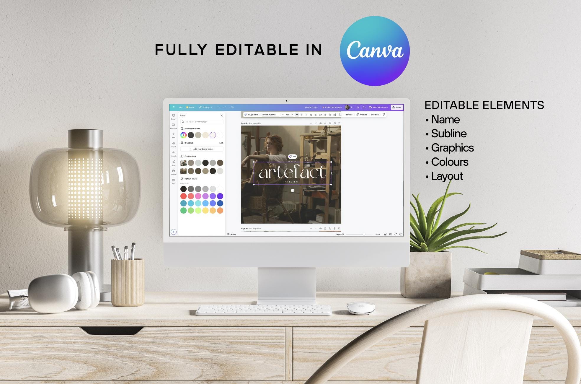 Artefact - Stylish Text Logo Design - Editable Serif Template - DIY ...