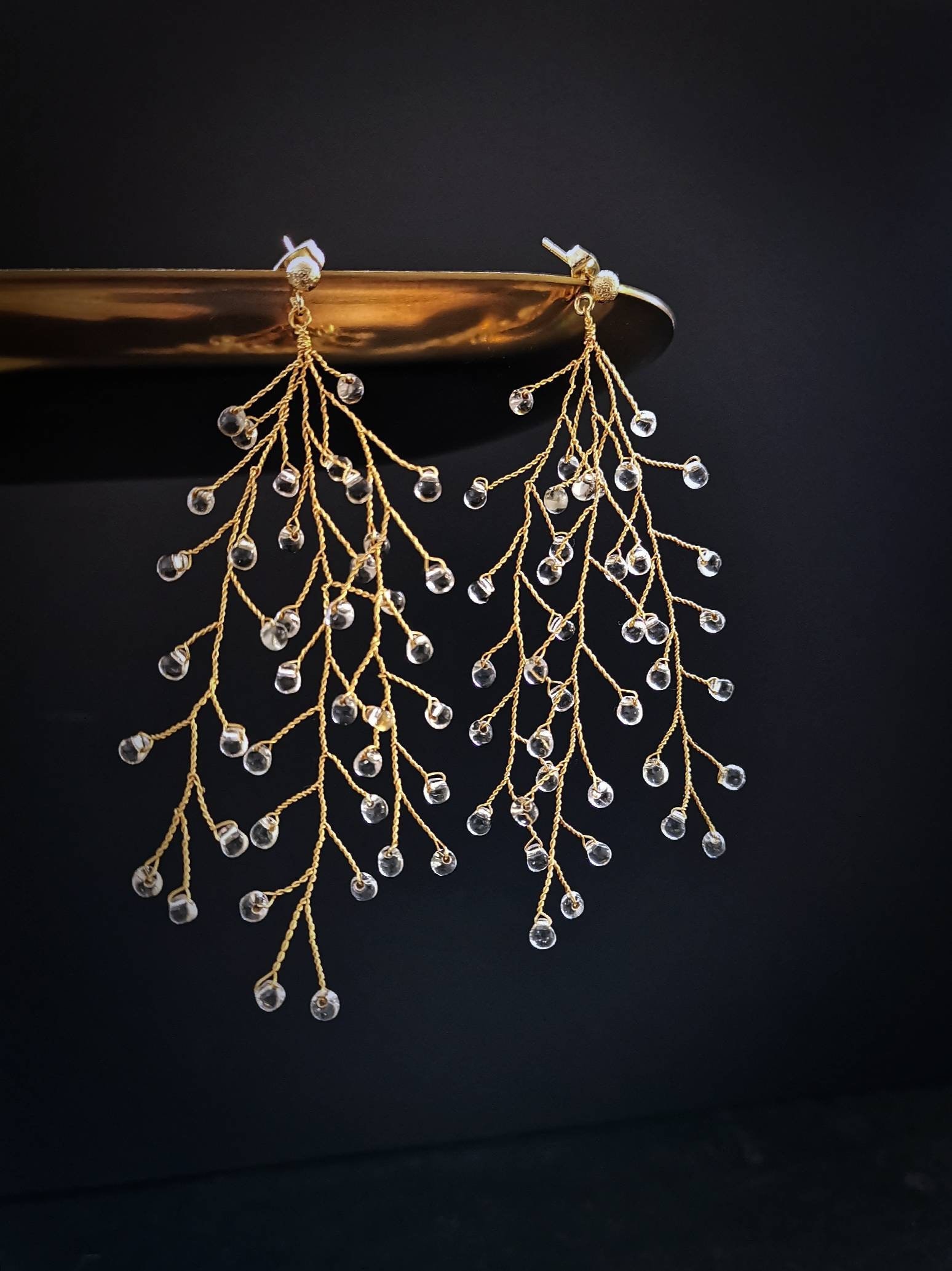 Tree Branch Earrings Mini Water Drop Tassel Beaded Earrings | Etsy