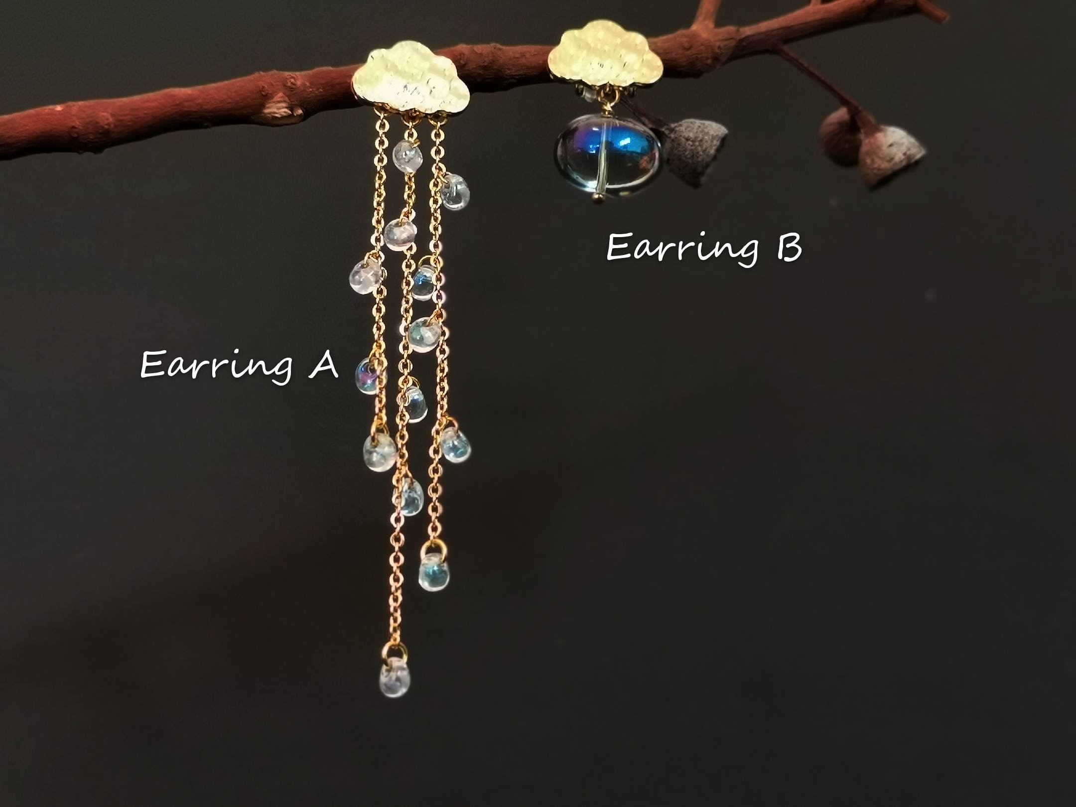 Rain Cloud Earrings White Swarovski Crystal Raindrop Jewelry | Etsy