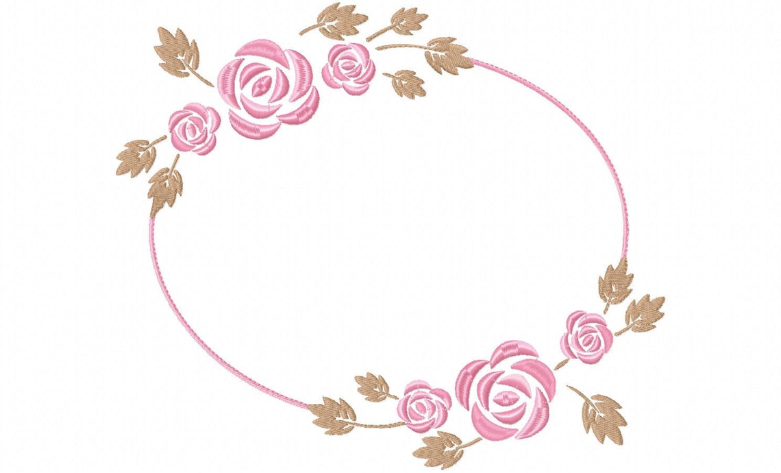 Oval Floral Frame Embroidery Design File .vip .vp3 .hus .pes - Etsy