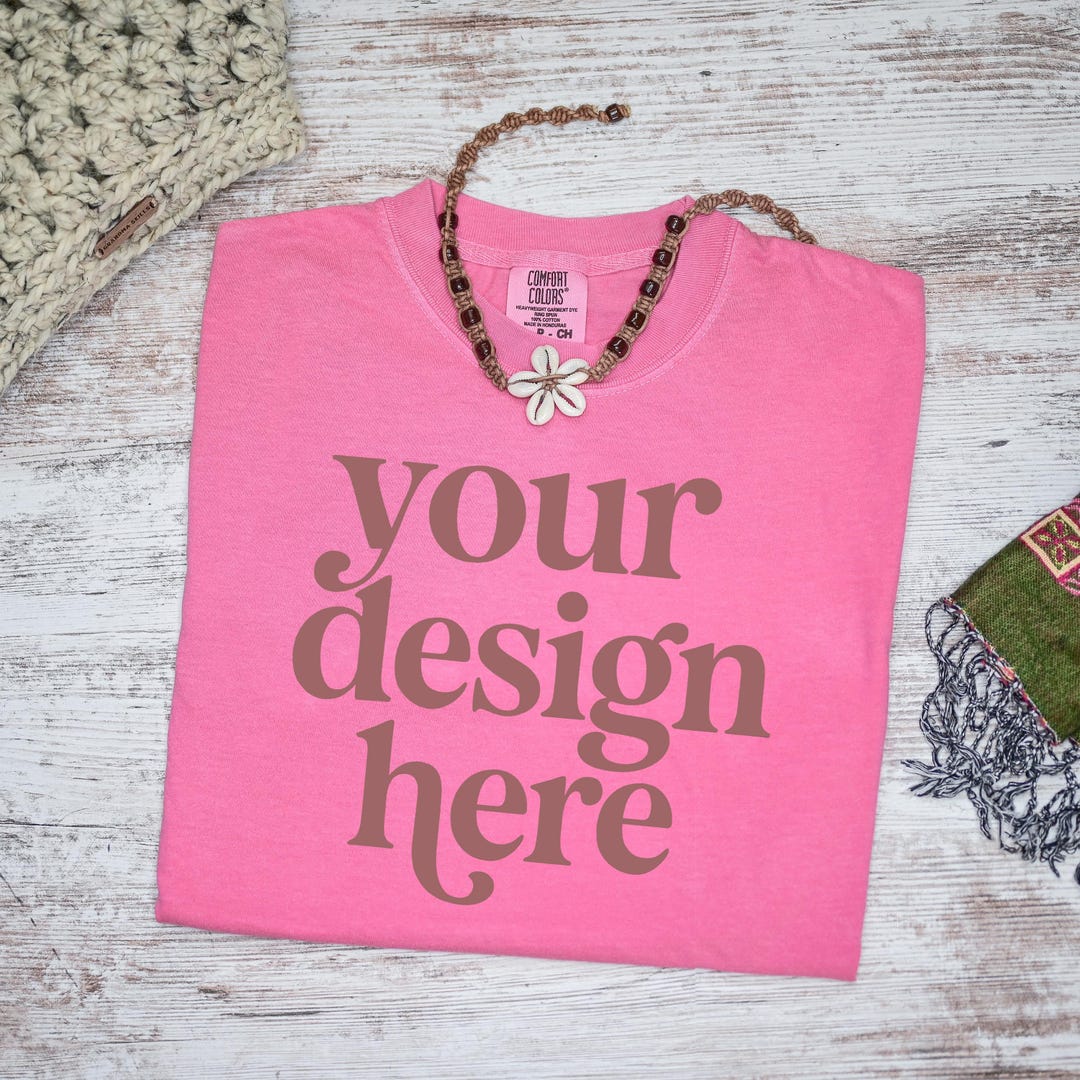 Comfort Colors 1717 Crunchberry Boho T-shirt Mockup Trendsetter POD Lay ...