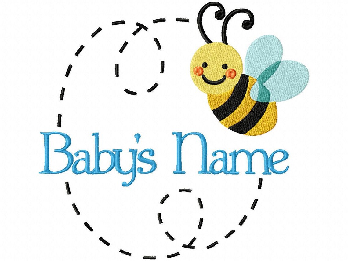 Custom Baby Name Bee Machine Embroidery Design File .vip .vp3 | Etsy