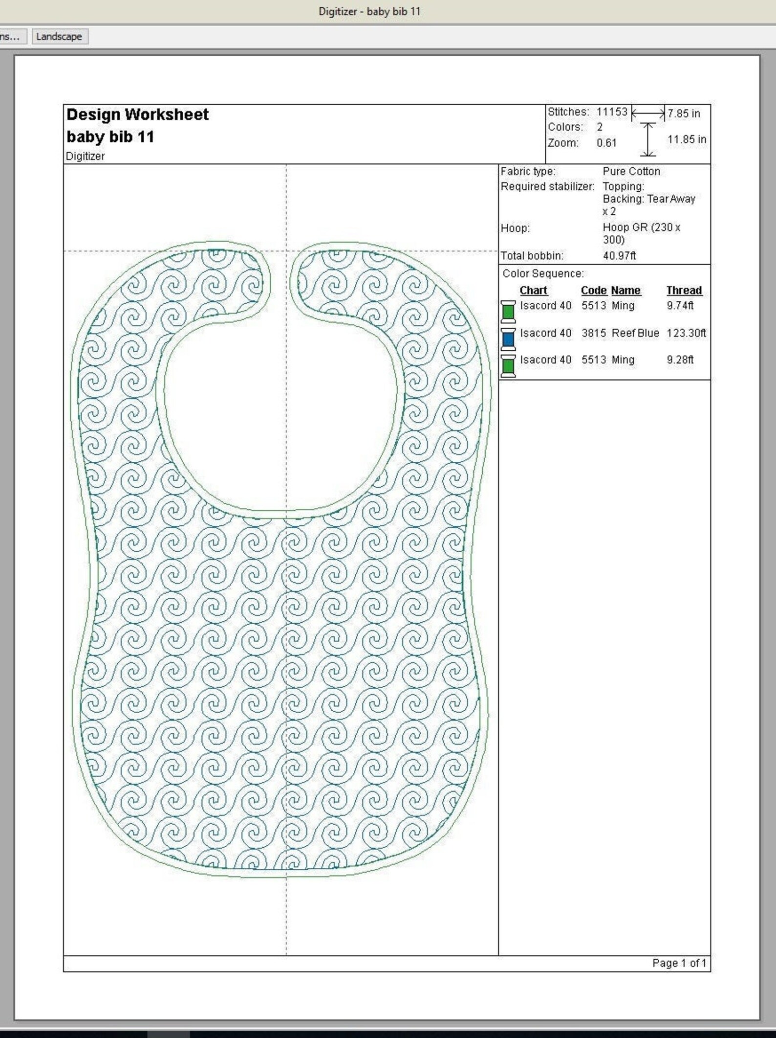 In the Hoop Baby Bib Waves Embroidery Design File Pattern 3 - Etsy