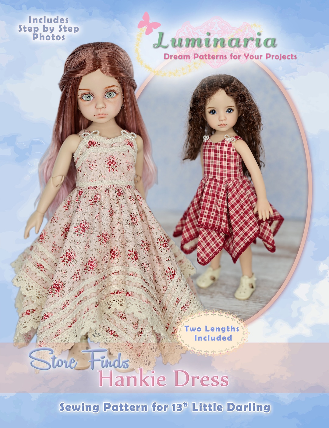 Little Darling Doll Clothes Dress PDF Pattern 13" Dianna Effner My Meadow Avery Iplehouse KID ...