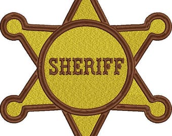 Sheriff Badge Embroidery Design File .vip .vp3 .hus .pes .pec .jef .sew ...
