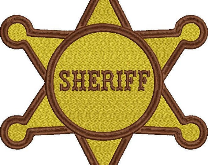 Sheriff Badge Embroidery Design File .vip .vp3 .hus .pes .pec .jef .sew ...
