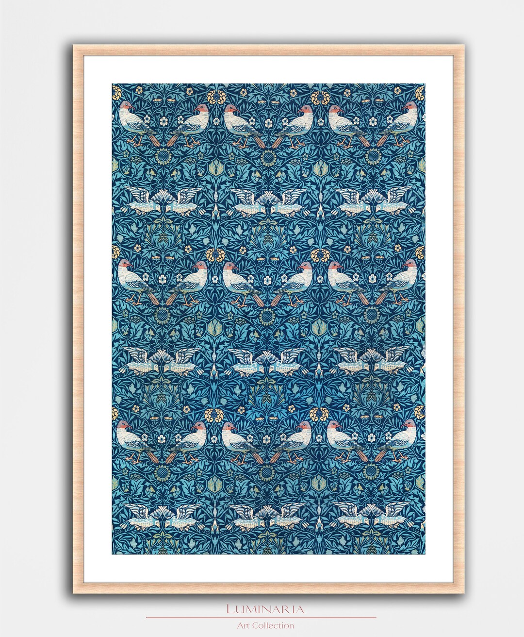 William Morris Bird Art Print Wall Home Decor Poster Mural Blue Gift ...