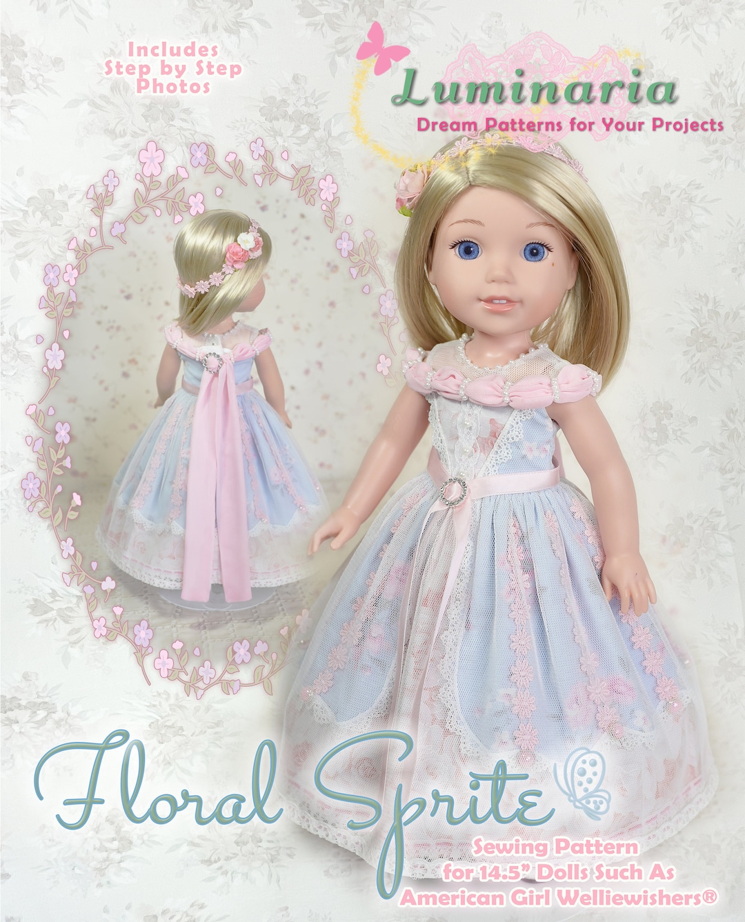 PDF Doll Clothes Dress Pattern Fits 14.5" Wellie Wishers by American ...
