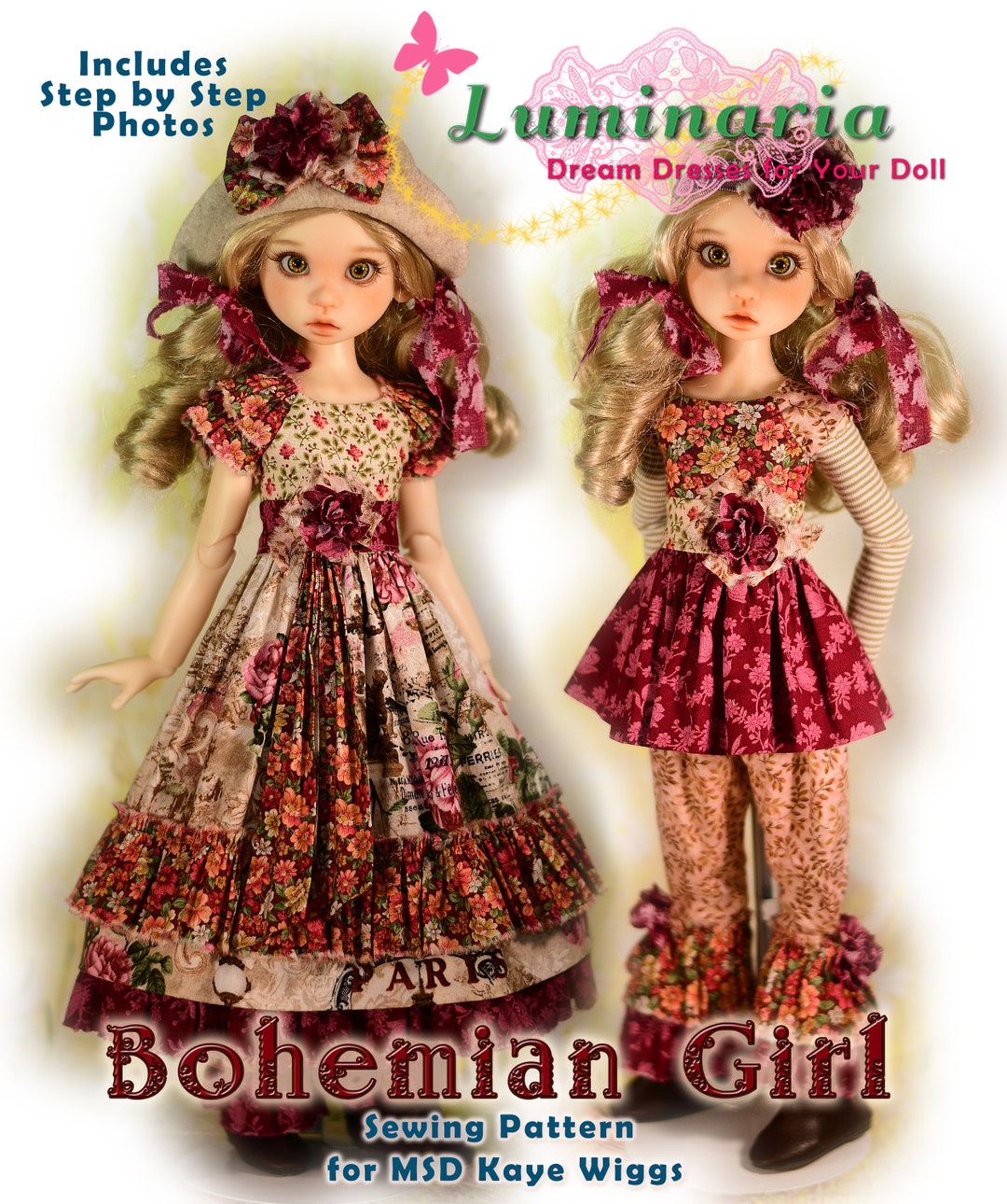 BJD Doll Clothes Pattern Fits 18" MSD BJD Kaye Wiggs & Liz Frost ...