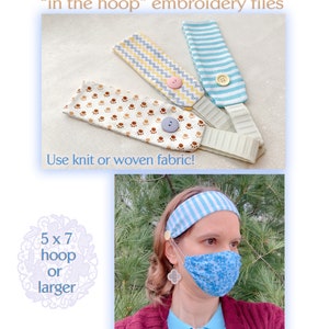 Pattern + in the Hoop Face Mask Extender Ear Saver Button Headband ...