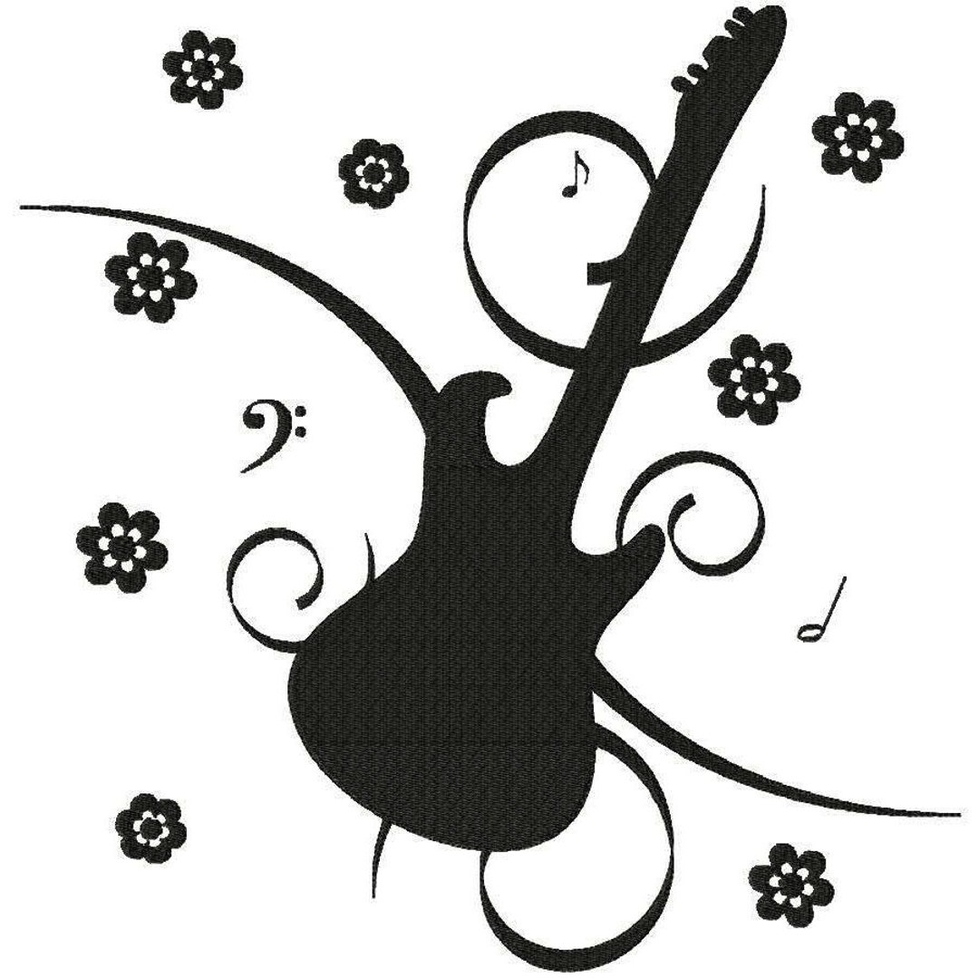 Electric Guitar Face Mask Embroidery Design File .vip .vp3 .hus .pes ...