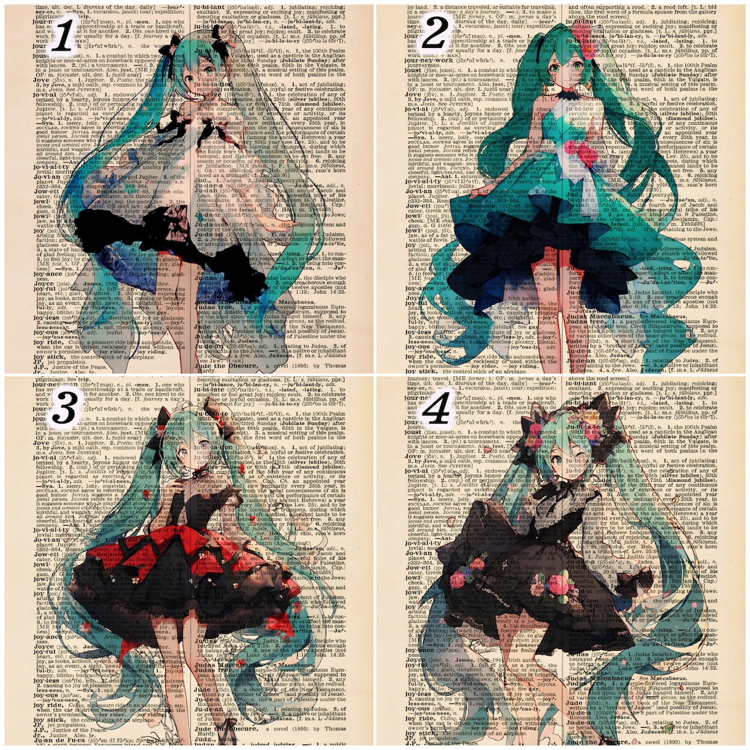 Hatsune Miku Anime Fan Art Print Dictionary Wall Art Home Decor Poster ...