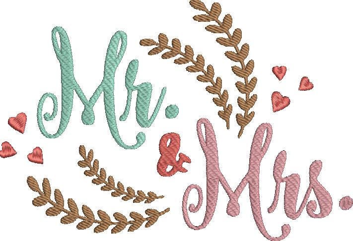 Mr and Mrs Wedding Embroidery Design File Machine Embroidery - Etsy