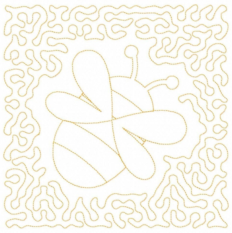 Bee Stipple Embroidery Design File Quilting Block Pattern .vip | Etsy
