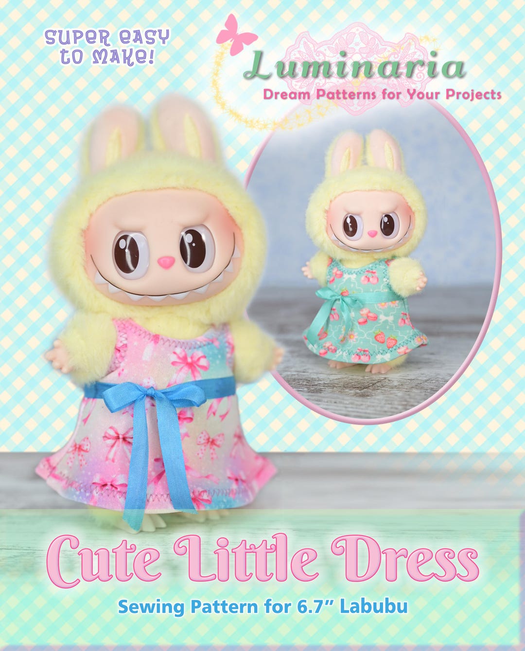Labubu Doll Clothes PDF Sewing Pattern Fits 6.7" the Monsters Dress ...