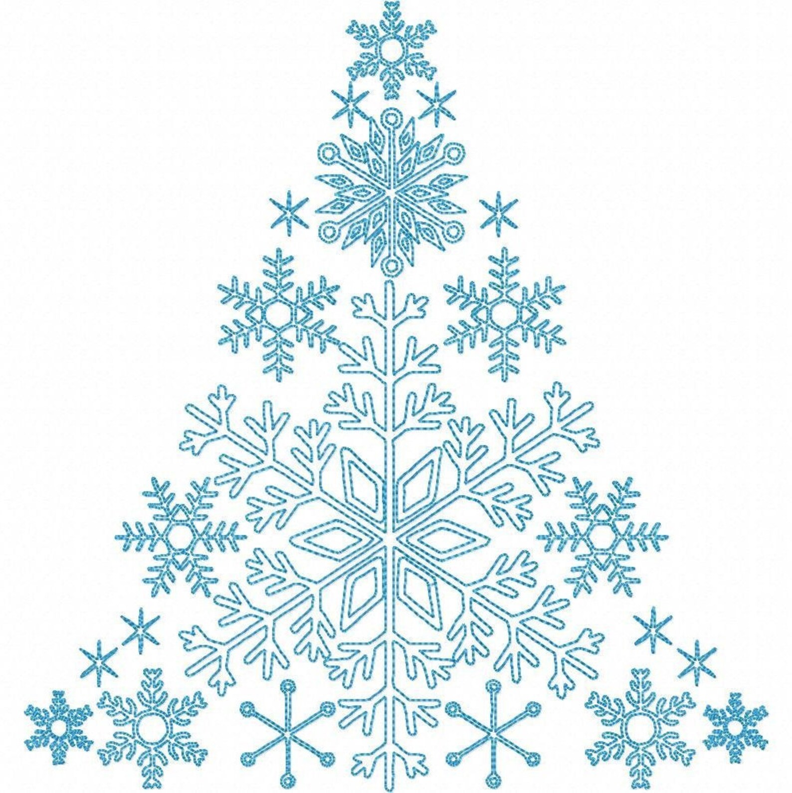 Snowflake Christmas Tree Embroidery Design File .vip .vp3 .hus - Etsy