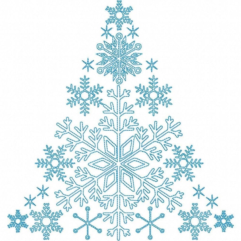 Snowflake Christmas Tree Embroidery Design File .vip .vp3 .hus - Etsy
