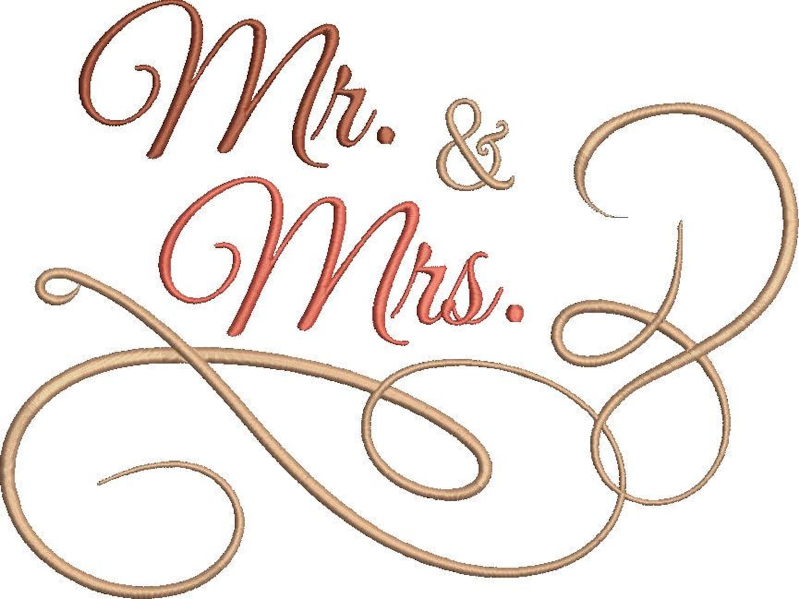Mr and Mrs Wedding Embroidery Design File Machine Embroidery - Etsy