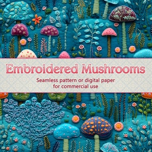 Seamless Pattern Digital Paper Digital Fabric Mushroom Forest - Etsy
