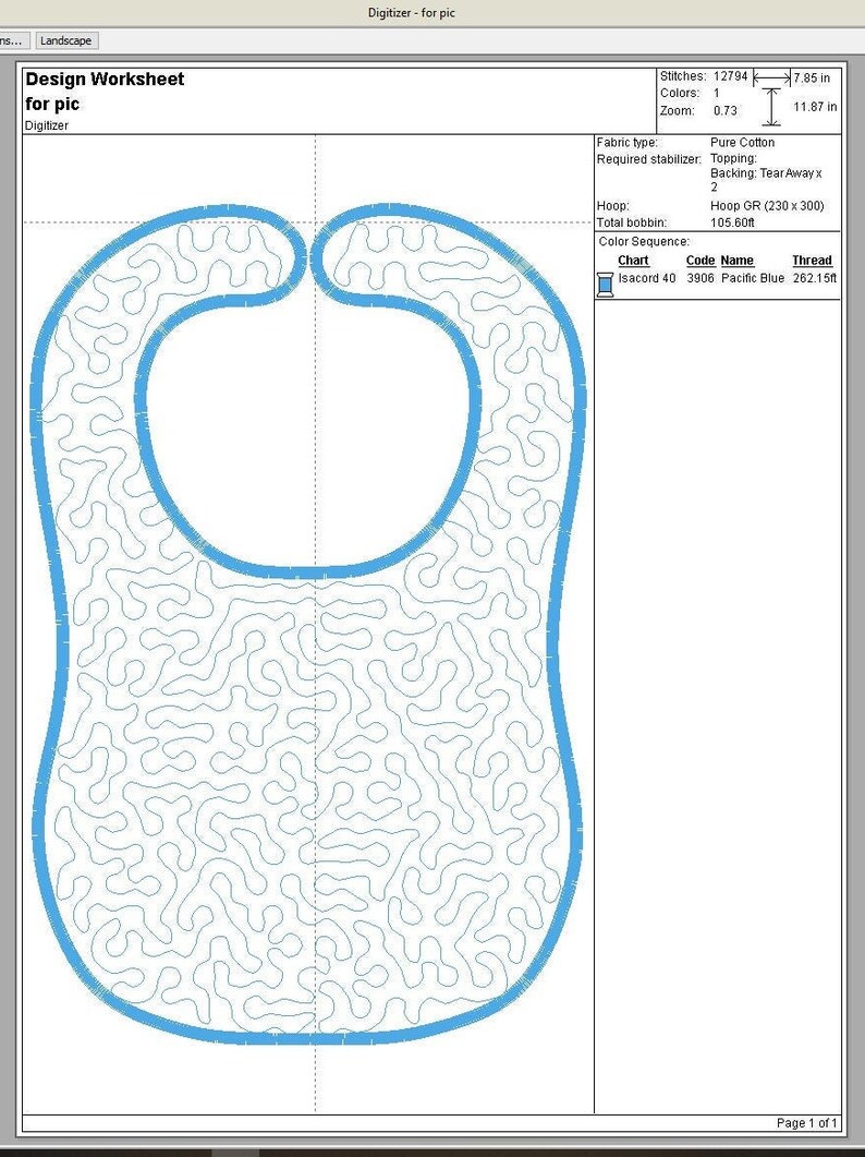 In the Hoop Baby Bib Stipple Embroidery Design File Pattern 3 - Etsy