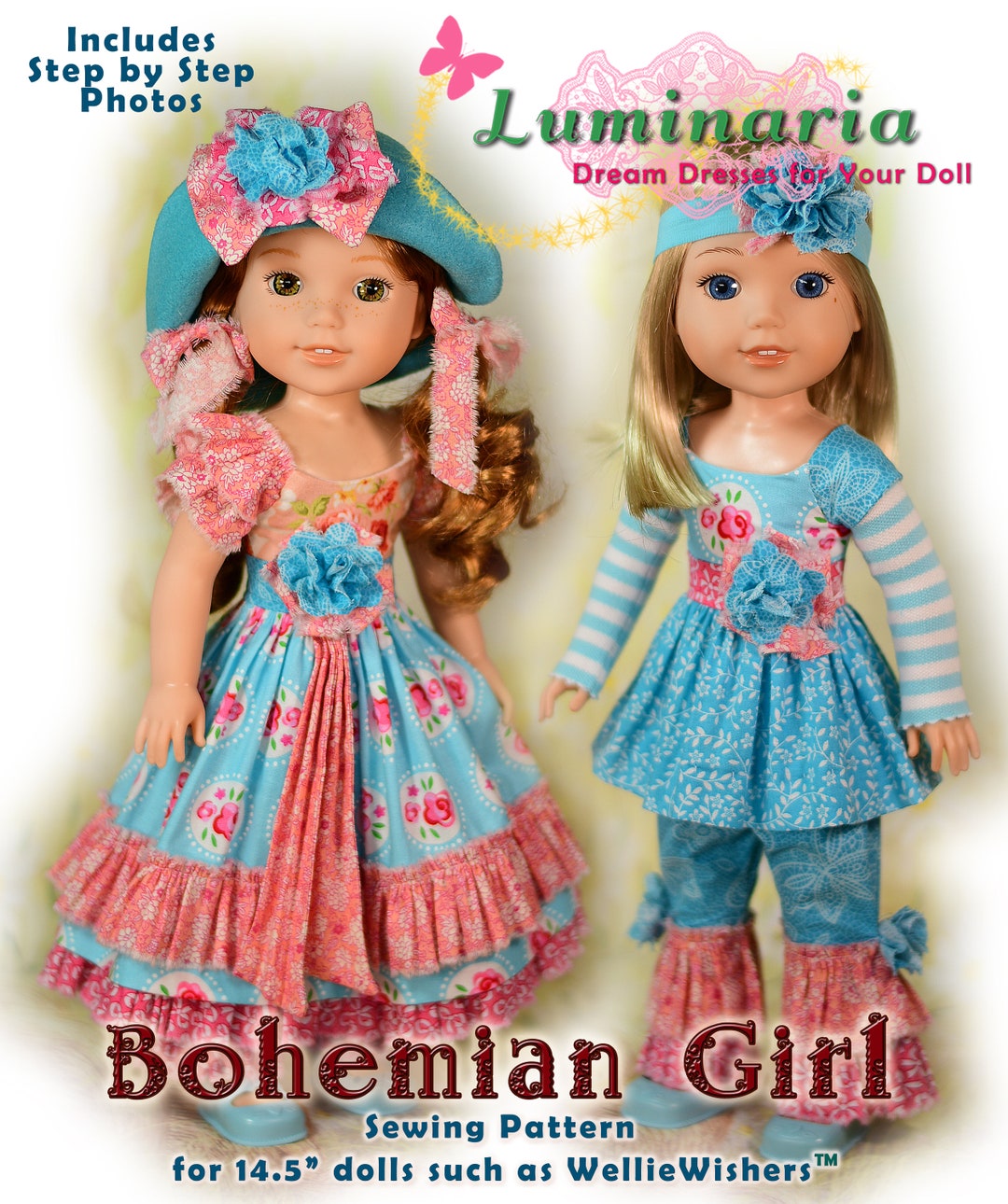 PDF Doll Clothes Dress Pattern Fits 14" Wellie Wishers Dolls American ...