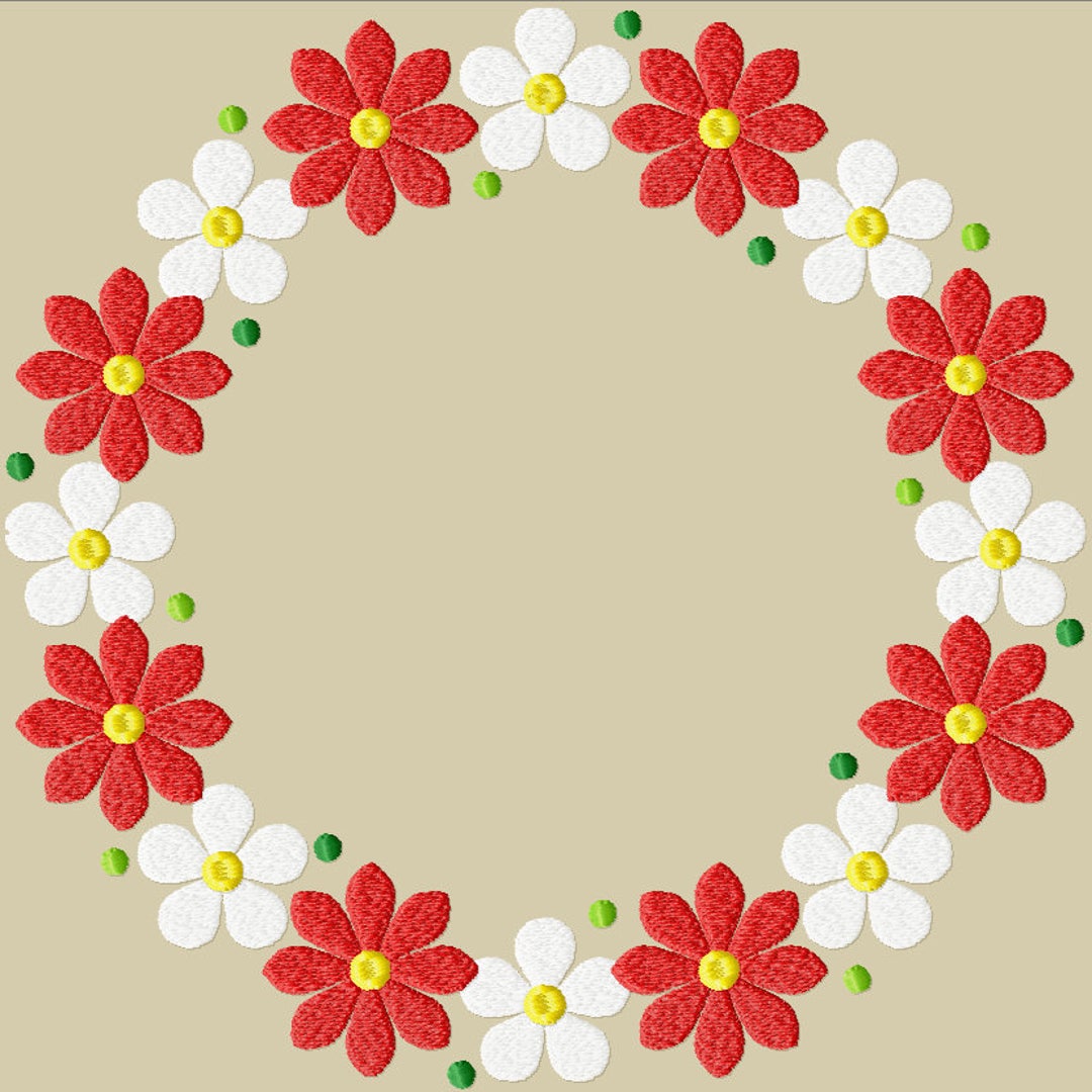 Round Floral Frame Embroidery Design File .vip .vp3 .hus .pes .pec .jef ...