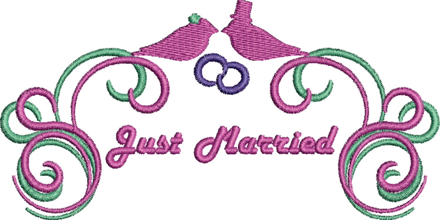 Just Married Wedding Embroidery Design File Machine Embroidery | Etsy