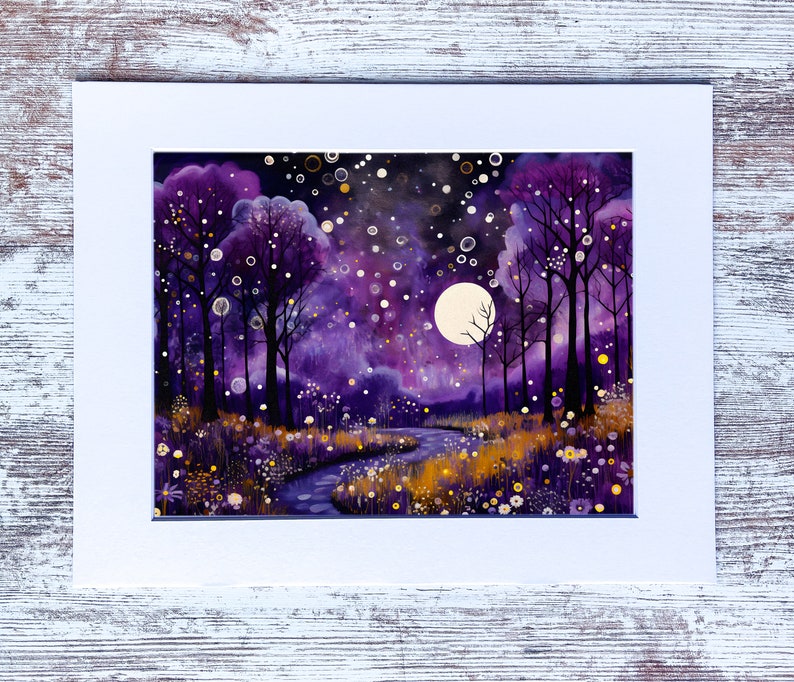 Gustav Klimt Inspired Purple Landscape Art Print Wall Home Decor Poster ...