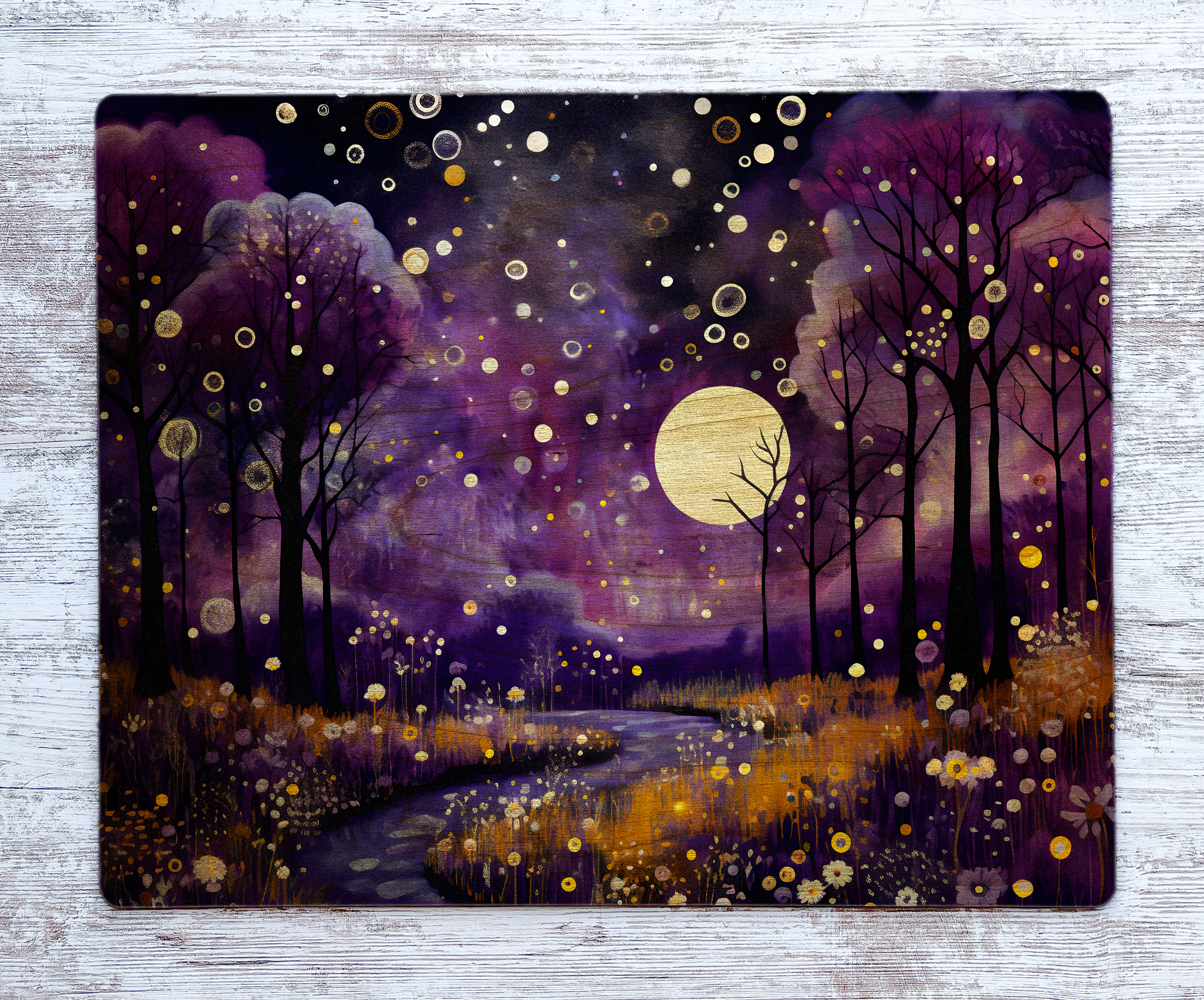 Gustav Klimt Inspired Purple Landscape Art Print Wall Home Decor Poster ...