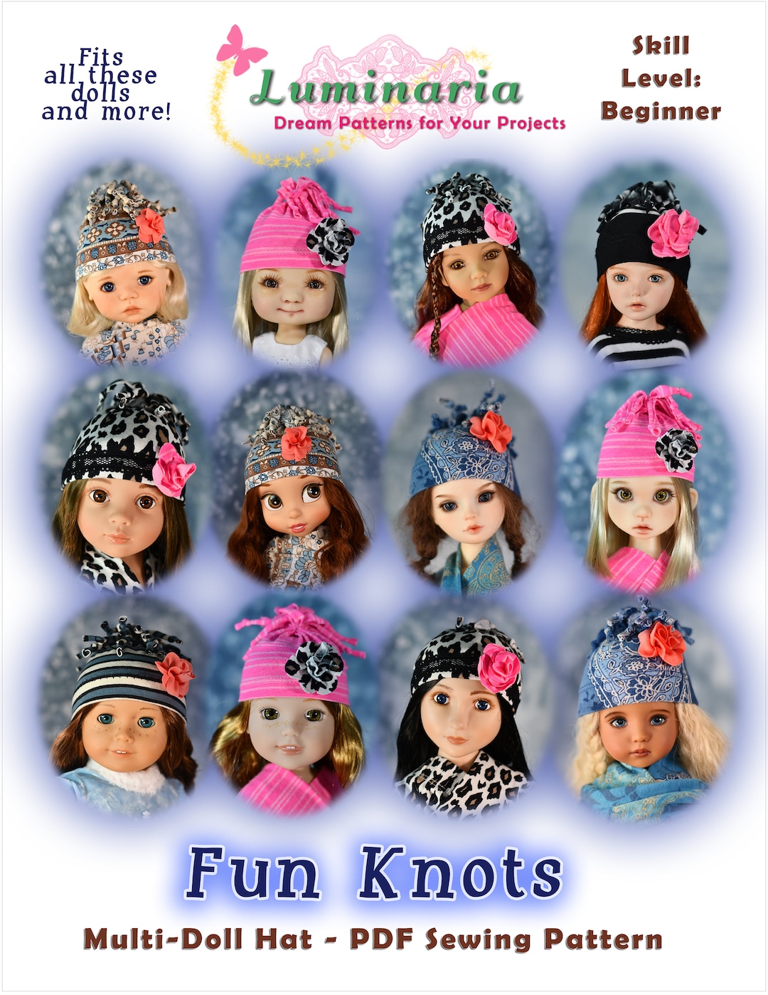 PDF Doll Hat Pattern Fits Many Sizes Fits American Girl Wellie Wishers ...