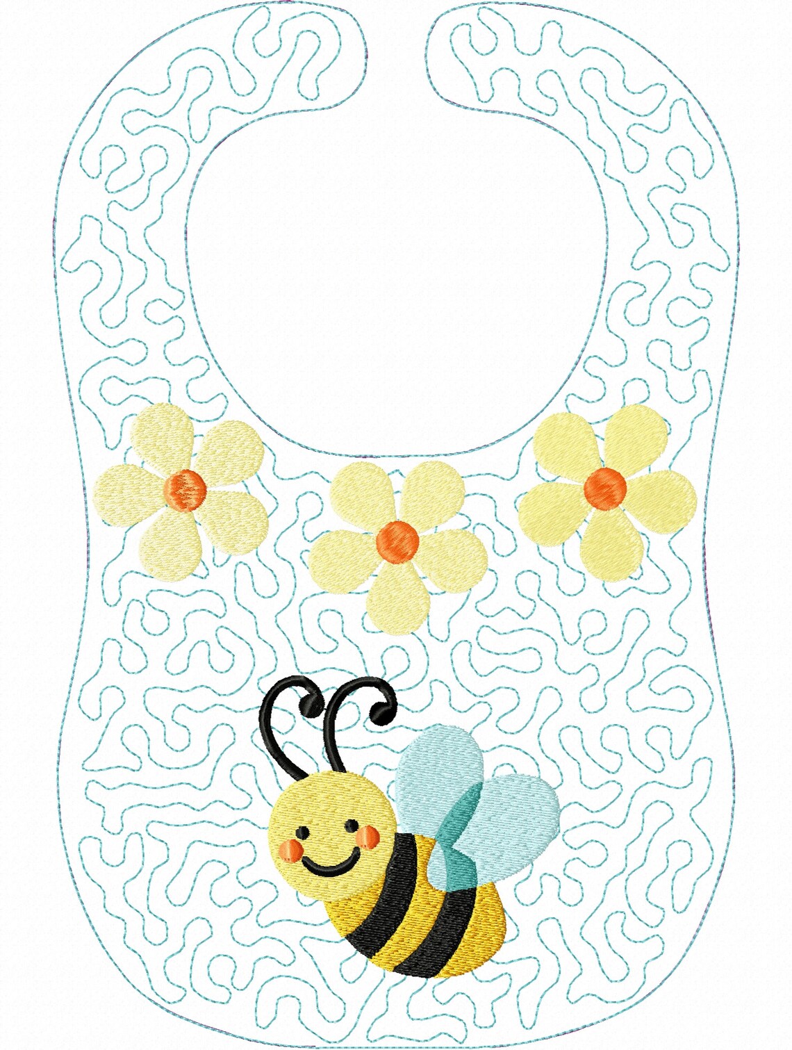 In the Hoop Baby Bib Bee Embroidery Design File Pattern 3 - Etsy
