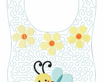 In the Hoop Baby Bib Stipple Embroidery Design File Pattern 3 Sizes ...