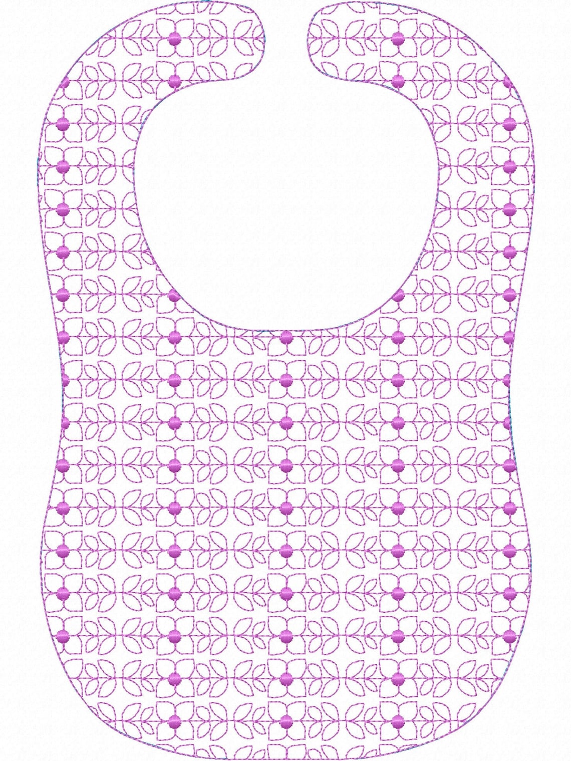 In the Hoop Baby Bib Floral Embroidery Design File Pattern 3 | Etsy