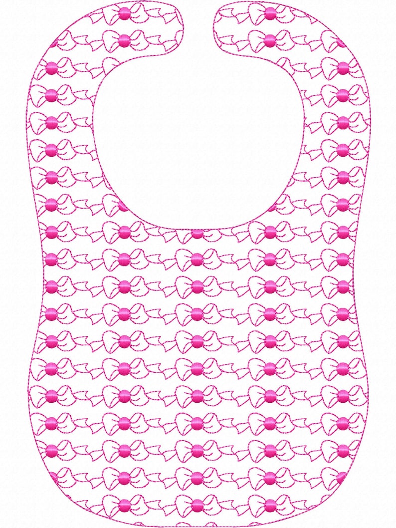 In the Hoop Baby Bib Bows Embroidery Design File Pattern 3 | Etsy