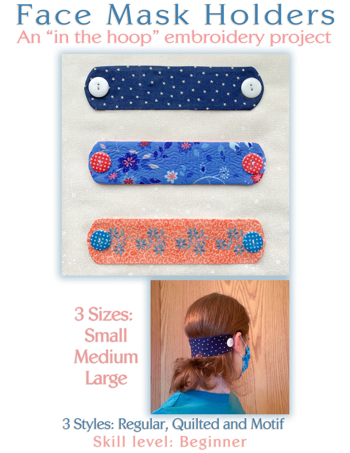 In the Hoop Face Mask Extender Ear Saver Holder Embroidery - Etsy